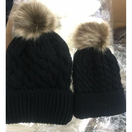 Jual Topi Kupluk Winter Couple Mama Dan Anak, Topi Ibu Dan Anak Pom-Pom ...