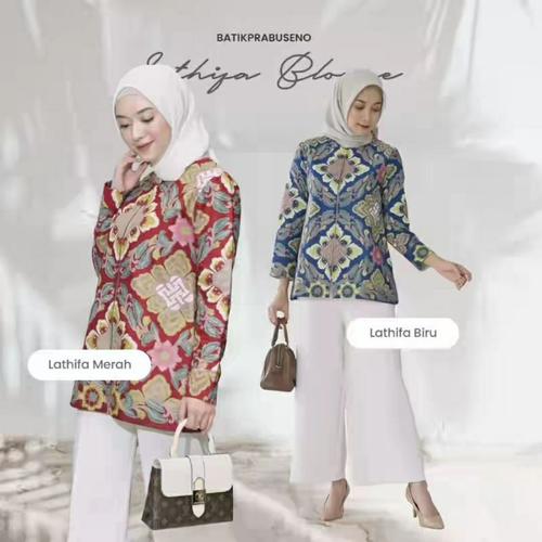 Jual BLOUSE BATIK WANITA LENGAN PANJANG BAJU KANTOR MOTIF LATHIFA ...