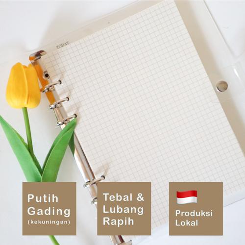Jual 50 lembar Isi Binder A5 - 6 Ring / lubang motif kotak grid / dot ...