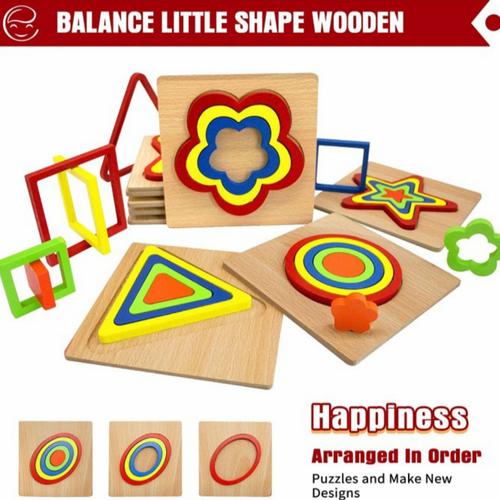 Jual Puzzle Kayu Chunky Puzzle Geometri Mainan Montessori Menyusun ...