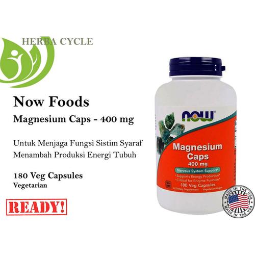 Jual Now Food Magnesium Caps 400 mg 180 Veg Now Magnesium Ori USA ...
