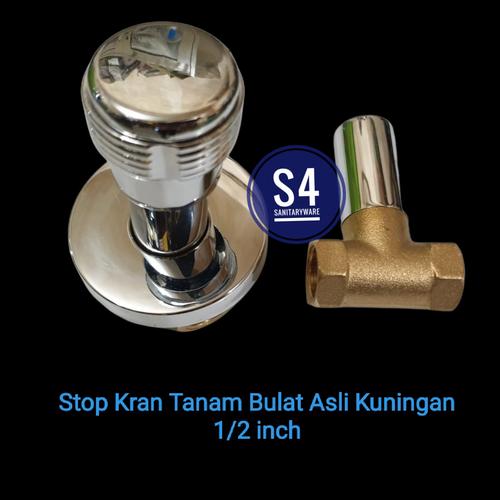Jual Stop Kran Tanam Kuningan/Kran tanam Kuningan Bulat 1/2 inch - Kota ...