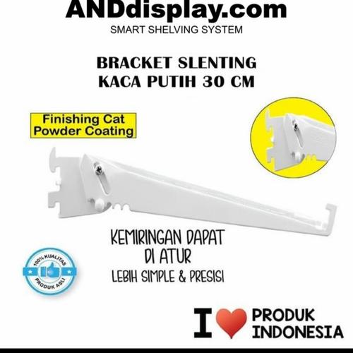 Jual BRACKET TIANG REL AMBALAN KACA /BRACKET SLENTING 30 CM PUTIH ...