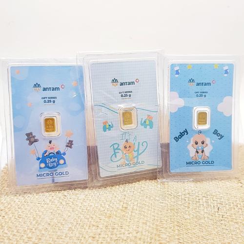 Jual Hampers bayi ANTAM 0.25gr Newborn Baby BOY gift Minigold LM 99 ...
