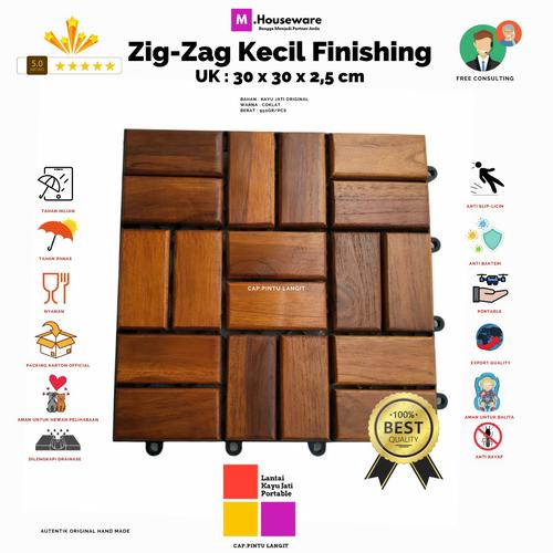 Promo decking tile ZIGZAG KECIL lantai kayu jati bongkar pasang 30x30 ...