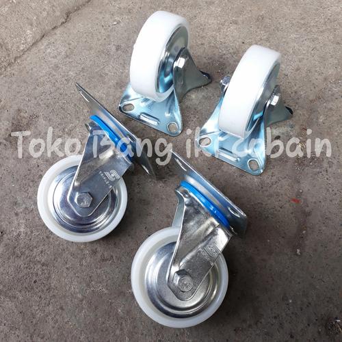 Promo Roda Troly 3 inch Nylon Putih Roda Kastor Roda Etalase 3 inch ...