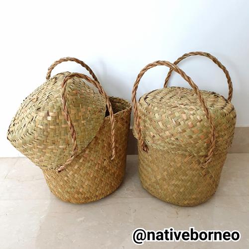 Jual Tas Purun Bulat Tutup, Tas Hampers Purun, Tas Anyaman Purun Bulat ...