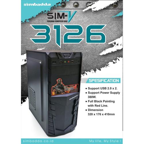 Jual Casing PC Simbadda Sim-V 3126 include Power Supply 380 Watt - Kab ...