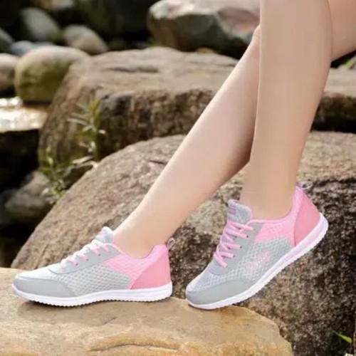 Jual SEPATU OLAHRAGA WANITA JOGING LARI SENAM FAHIN PINK SALEM PEACH ...