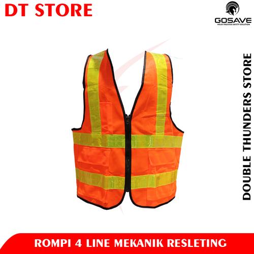 Jual Gosave Rompi Safety Polyester 4Line Mekanik - Orange - Jakarta ...