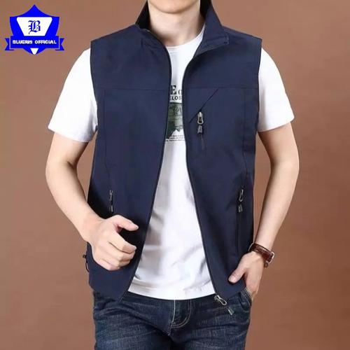 Promo rompi keren pria/rompi outdoor/rompi pria bahan katun - Navy, XL ...