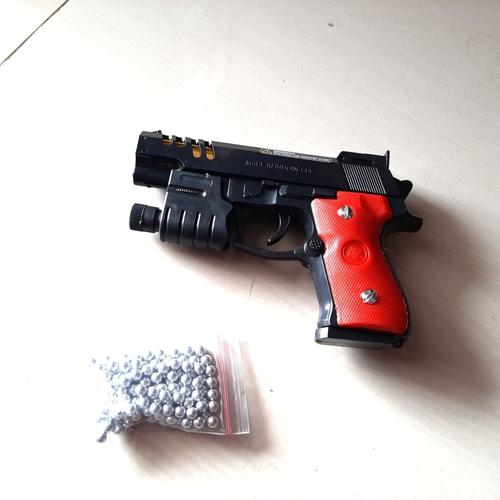 Jual Mainan pistol spring laser peluru bulat tembakan senjata kokang ...