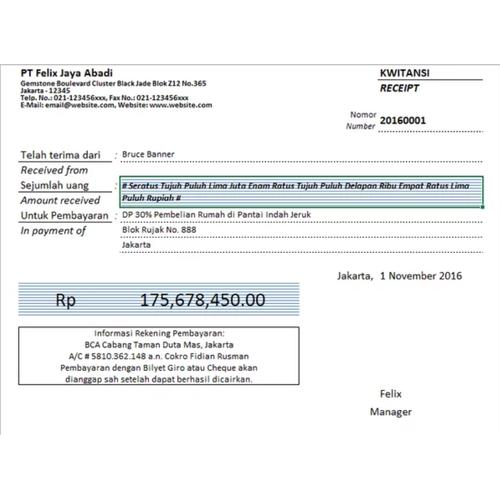 Jual XL-Kwitansi 2.2: Aplikasi Kwitansi pada Microsoft Excel - Jakarta ...