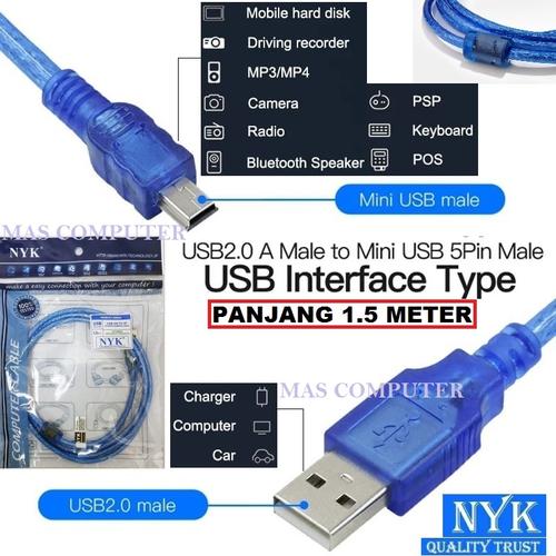 Jual KABEL USB 5 PIN NYK PANJANG 1.5METER / KABEL MODEL COLOKAN ESIA ...