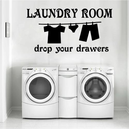 Jual Sticker Stiker Laundry Drop Your Drawers Sticker Kaca Dinding ...