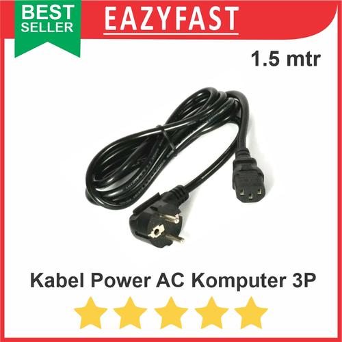 Jual Kabel Power AC 1.5m Listrik PLN PSU Komputer PC CPU 3 Lubang Pin ...
