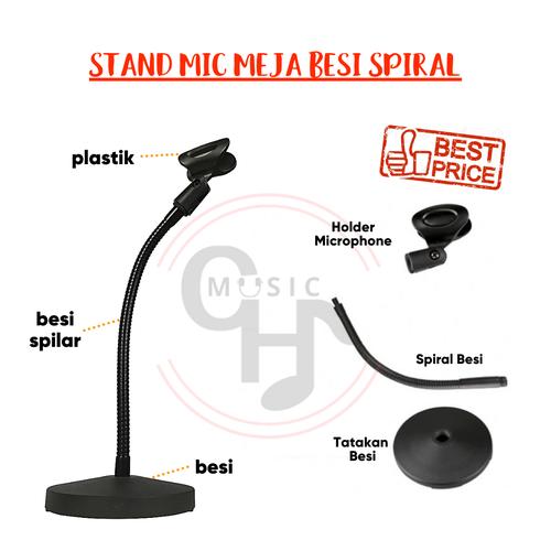 Jual Stand Microphone Meja Besi Spiral Flexibel Hitam Stand Mic Pendek ...