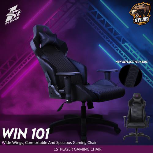 Jual 1STPLAYER WIN-101 Black Ergonomic & Reflective Cloth Gaming Chair ...