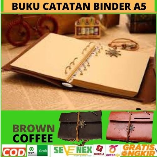 Jual Binder Buku tulis catatan cover kulit retro model compas -brown ...