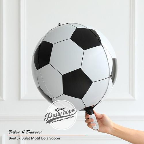 Jual balon bola 4D / balon helium bulat / balon foil bulat bola soccer ...