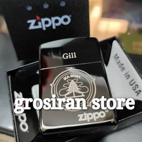 Jual zippo Ika skma black ice custom logo nama grafir laser kado korek ...
