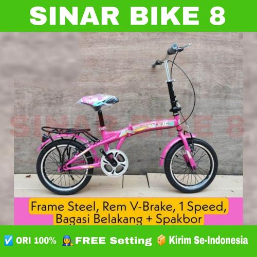 Jual Sepeda Lipat 16 Inch AXXIL Boncengan Singel Speed - Pink - Kab ...