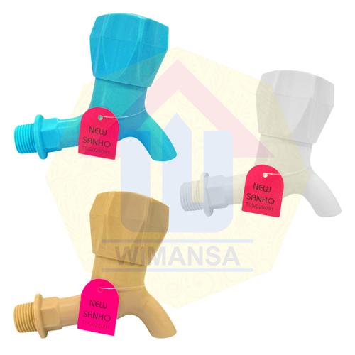 Jual NEW SANHO KRAN TEMBOK PVC BELIMBING 1/2 INCH - KRAN PVC - Putih ...