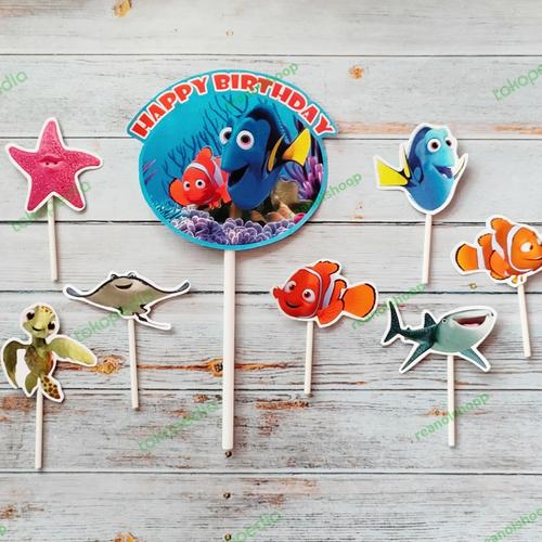 Jual topper hiasan kue cake ulang tahun happy birthday karakter ikan ...
