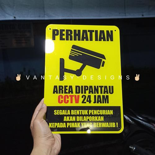 Jual Sign board Akrilik Awas Ada CCTV Jelas Tegas - Sudah 4 Lubang ...