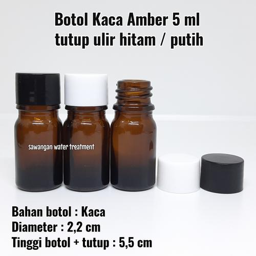 Jual Botol Kaca 5 ml Amber Tutup ulir / Botol kaca amber 5 ml tutup ...