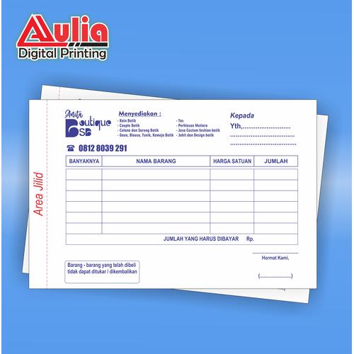 Jual Cetak Nota 1/4 Folio 2 Rangkap Satu Warna Custom - Kab. Tangerang ...