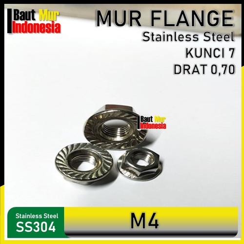 Jual FLANGE NUT MUR FLANGE STAINLESS SS304 M4 ISI 10PCS - Kab. Bekasi ...