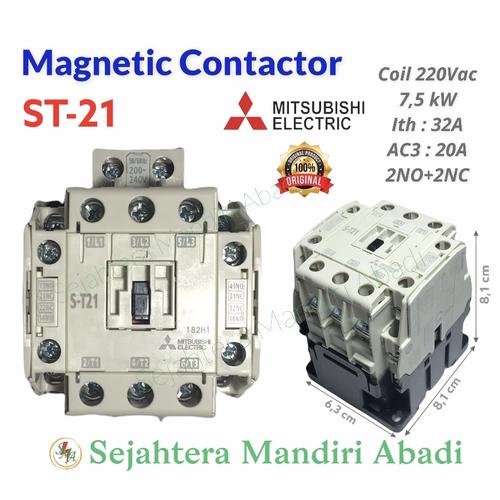 Jual Kontaktor Mitsubishi ST21 Coil 220Vac 2NO+2NC 3Ph Magnetic ...