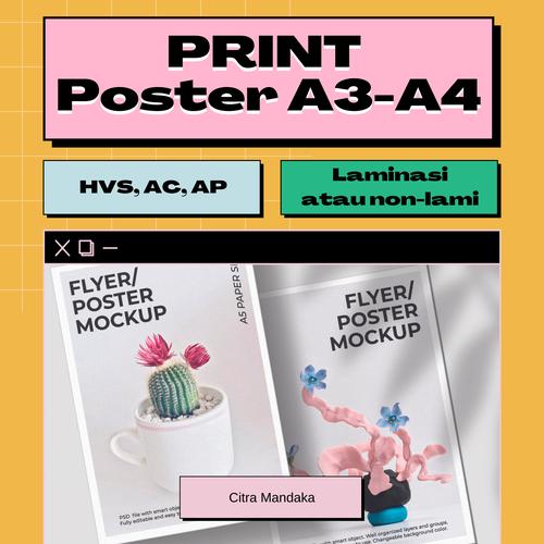 Jual Cetak Print Poster Art Carton Hvs Dan Art Paper 1 Sisi A3+ A3 A4 - Hvs 80 Gr, A4 1 Sisi ...