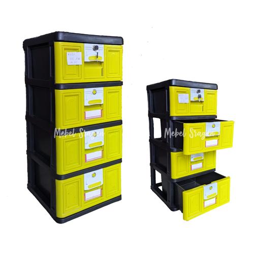 Jual Laci Plastik Loker Susun 4 Lemari Kabinet Drawer dengan Kunci ...
