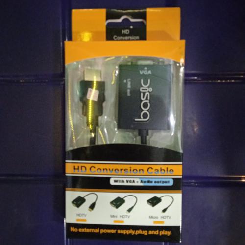 Jual BASIC KABEL CONVERTER HDMI TO VGA WITH AUDIO HD CONVERSION CABLE ...