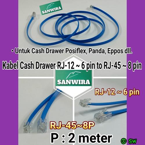 Jual Kabel Cash Drawer RJ-12 ~ 6 pin to RJ-45 ~ 8 pin - Panjang : 2 ...