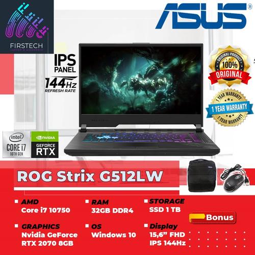 Jual ASUS ROG G512LW i7 10750 16GB 512GBssd RTX2070 8GB W10 15.6FHD ...
