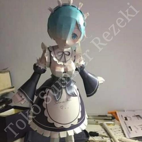 Jual Figure Rezero Rem Papercraft Re Zero Girl Paper Craft Cewek ...