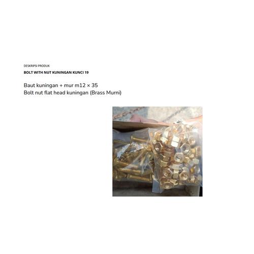 Jual Baut Kuningan Bolt mur M12 x 35 Flat Head Brass csk machine screw ...