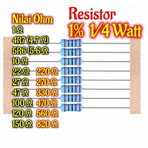 Jual Resistor Metalfilm 1 4R7 10 27 100 220 270 330 470 560 ohm 1/4 Watt 1% - 47 Ω - Kota ...