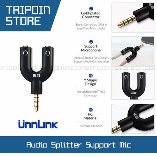 Jual Audio Splitter U Shape for Microphone & Headphone / Mic + Speaker ...