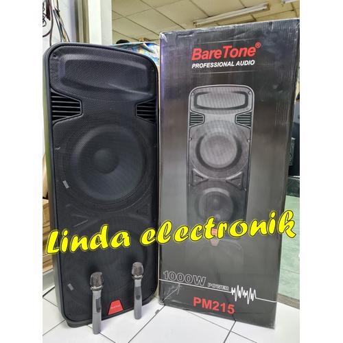 Jual wireless portable baretone pm 215 pm215 15 inch x2 woofer 1000 ...