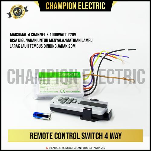 Jual Remote Switch 4 Way 1000 Watt Saklar Remote Control 4 Channel 1000 ...
