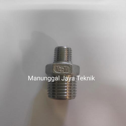 Jual Double Naple Reducer Stainless 1/2" x 1/4" inch / V Sok Nepel SS304 - Jakarta Barat ...
