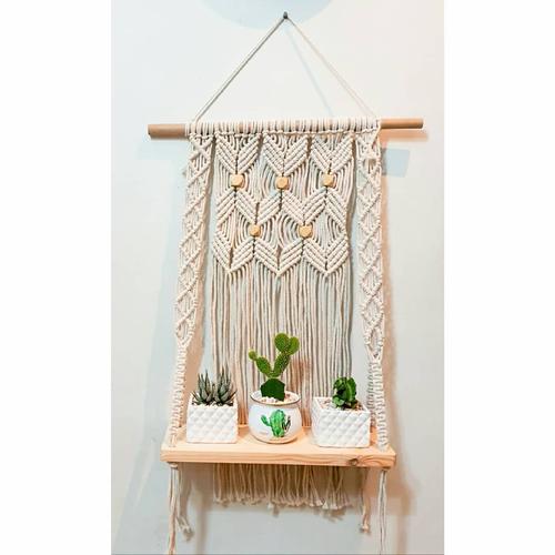 Jual Meja gantung tali macrame / macrame shelf hanging - tali putih ...