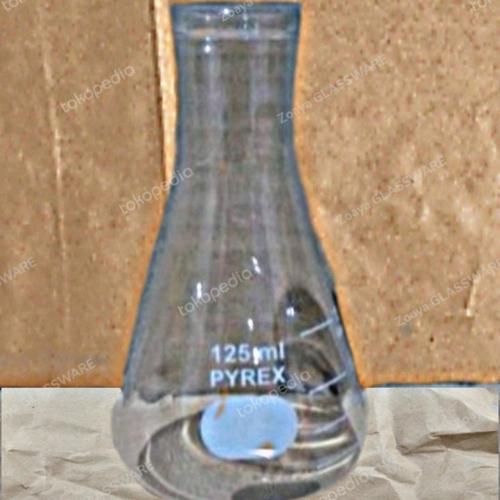 Jual Erlenmeyer flask 125 ML - pyrex asli - alat laboratorium - Kota ...