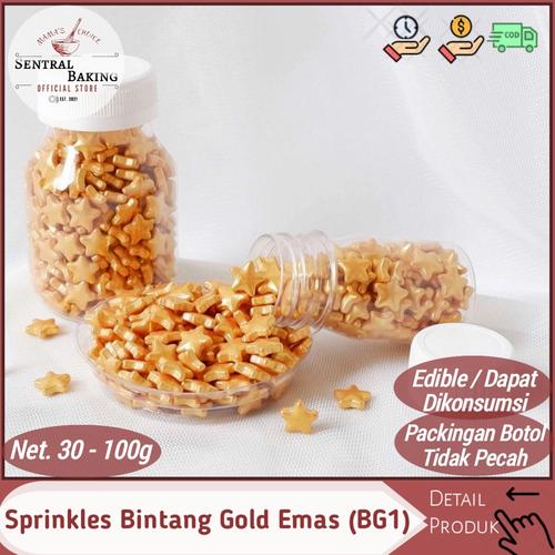Promo Sprinkle Kue Bintang Gold Emas (BG1) / Springkel Star Springkle ...