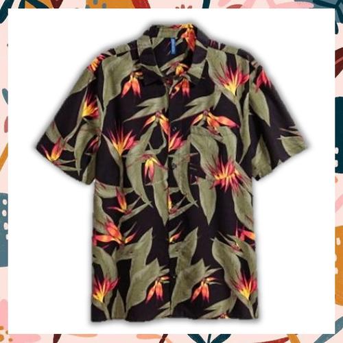 Jual Kemeja HnM Pria - Patterned Resort Shirt Motif Daun Bunga - M ...