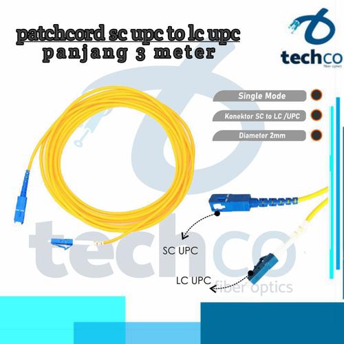 Jual patchcord sc lc 3 meter simplex/patchcord sc upc to lc upc - Jakarta Barat - tech co fiber ...